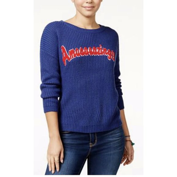 Hooked Up by IOT | Sweaters | Hooked Up Knit Sweater Amazing Graphic ...